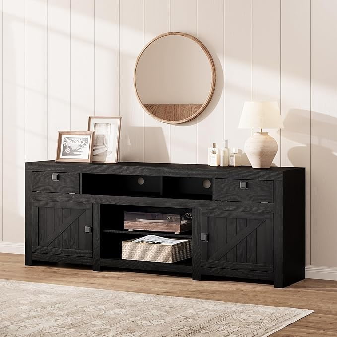 Farmhouse TV Stand for Tv Up to 80 Inches, Long Entertainment Center ...