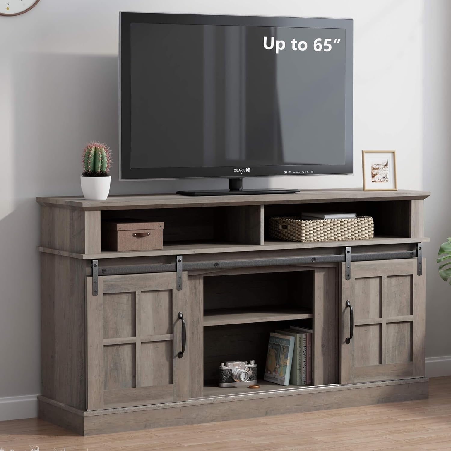 Farmhouse TV Stand White 65" TV 58 inch Entertainment Center 32" Tall Television stands fit for ...