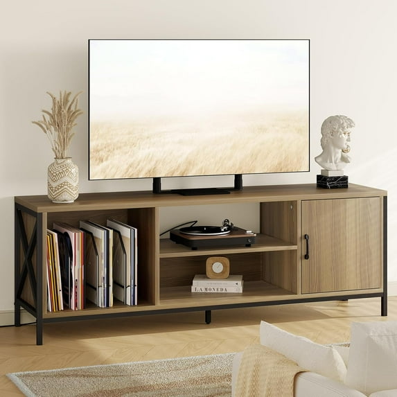 Farmhouse TV Stand for 65 70 75 Inch TVs, 63" Entertainment Center with ...