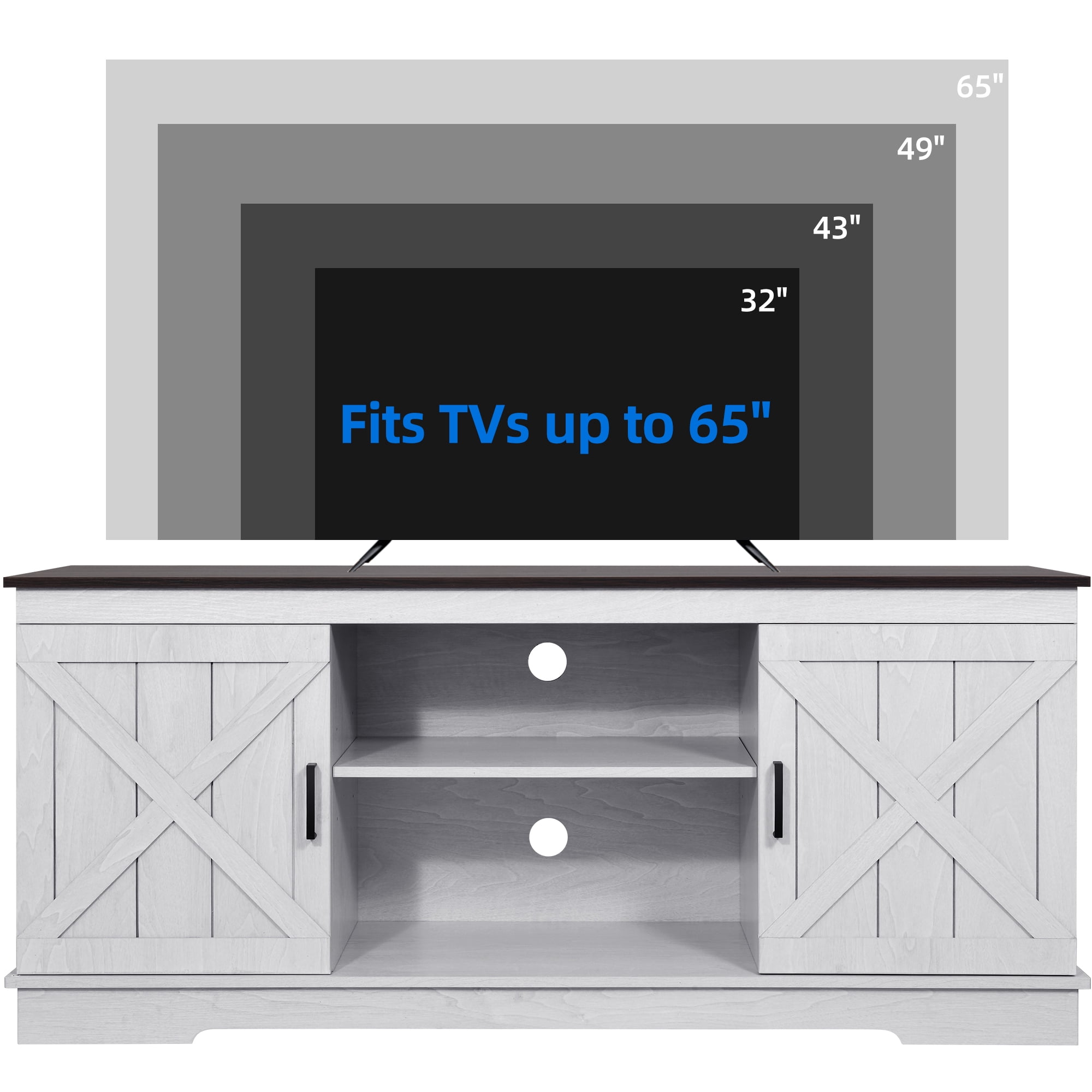 Farmhouse TV Stand for 65 inch TV, Entertainment Center for Living Room ...