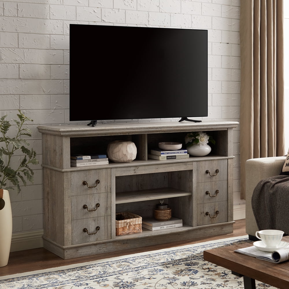 Farmhouse TV Stand for TV Up To 65", Wood Entertainment Center Media ...
