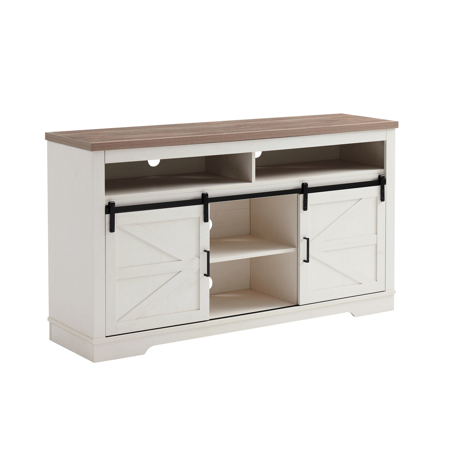 Farmhouse TV console | Fits up to 70 - inch TVs, sliding door for media ...