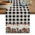 Farmhouse Table Runner, American Country Star Barn Black Plaid Berry ...