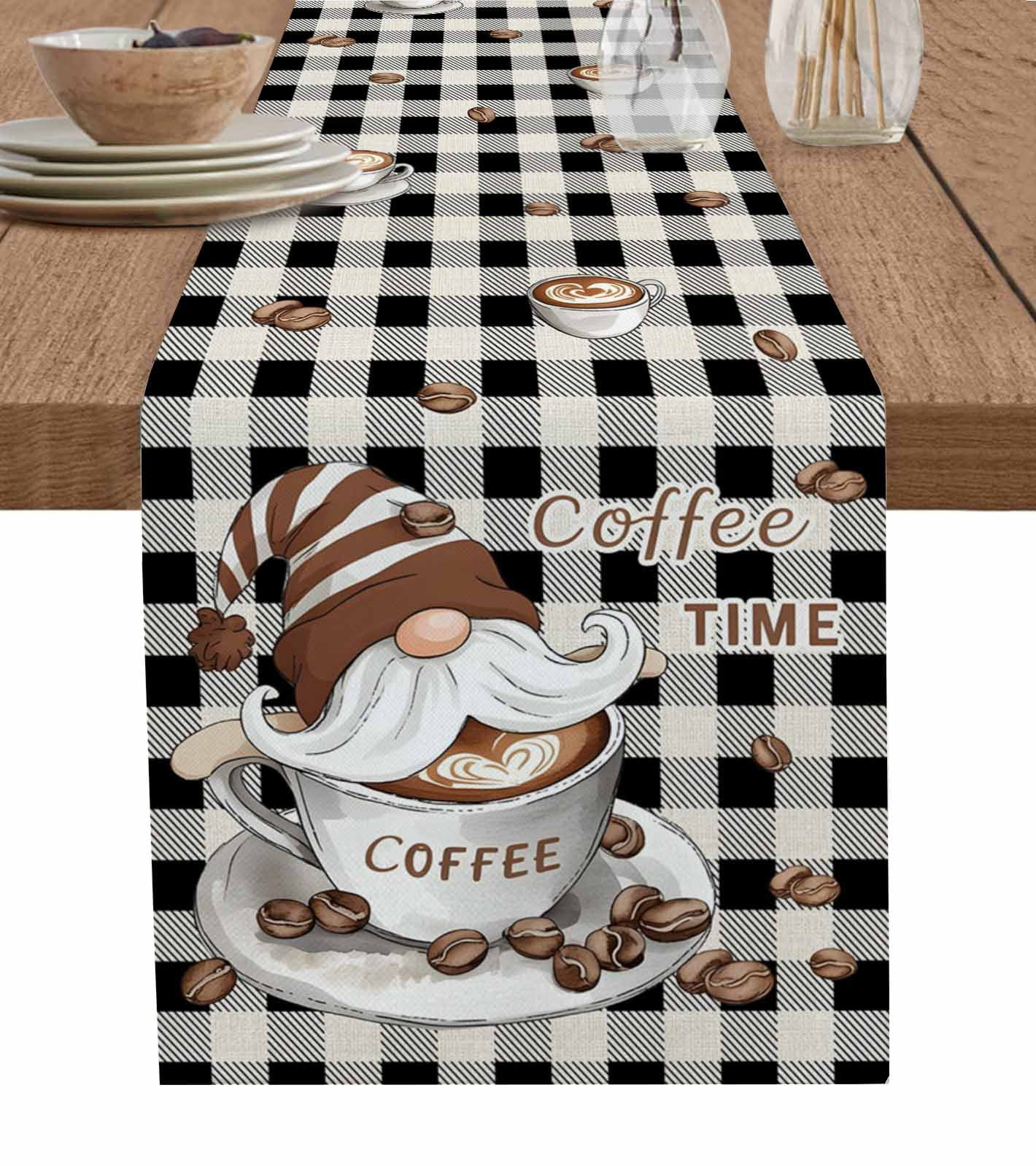 Farmhouse Table Runner Dresser Scarf 14 x 72 Inch Coffee Time Brown ...