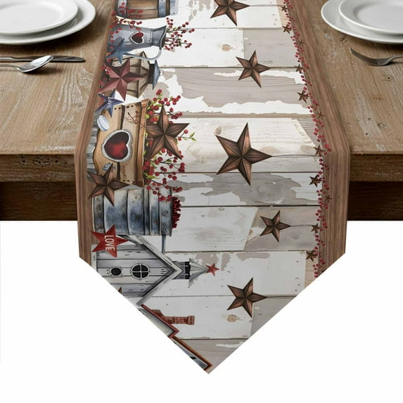 Farmhouse Table Runner Linen Burlap Table Runner 90 Inches Long Western ...