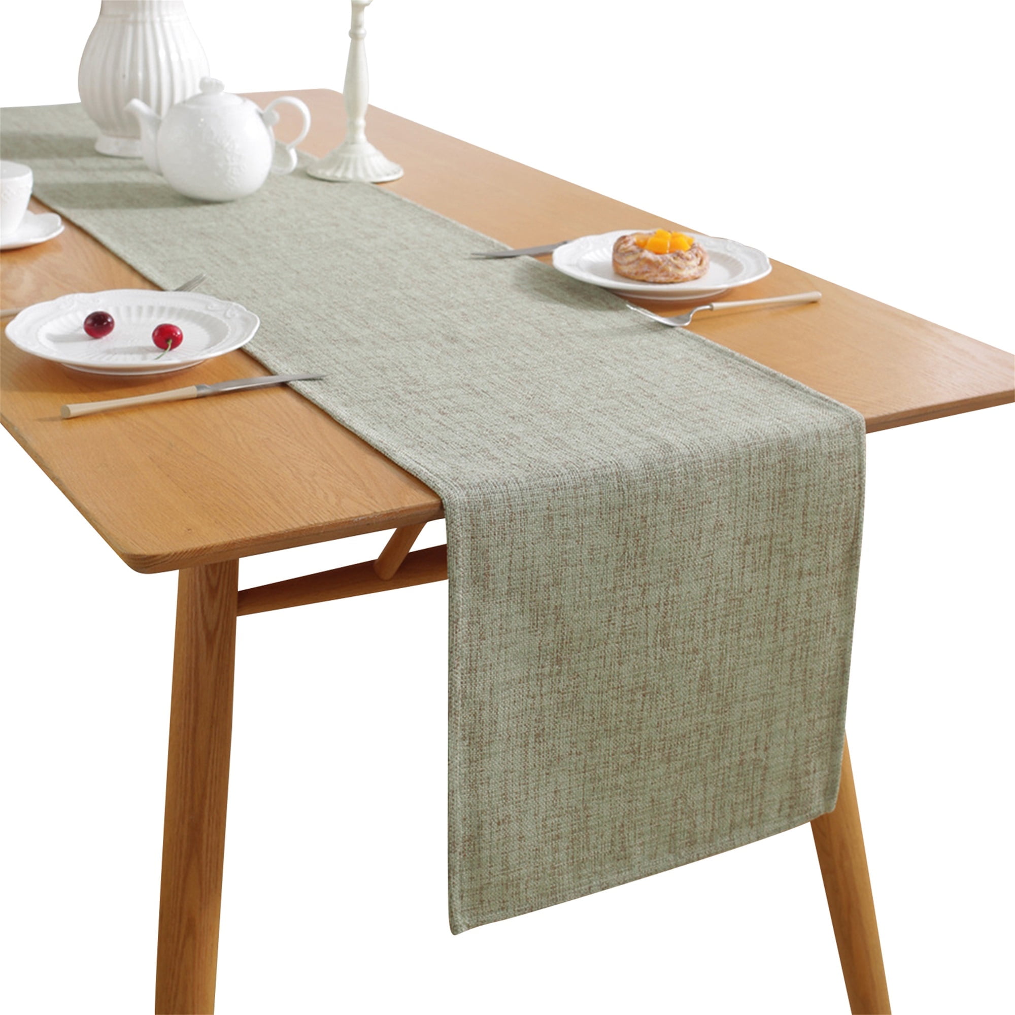 Farmhouse Table Runners, Small Short Sage Green Boho Spring Table ...