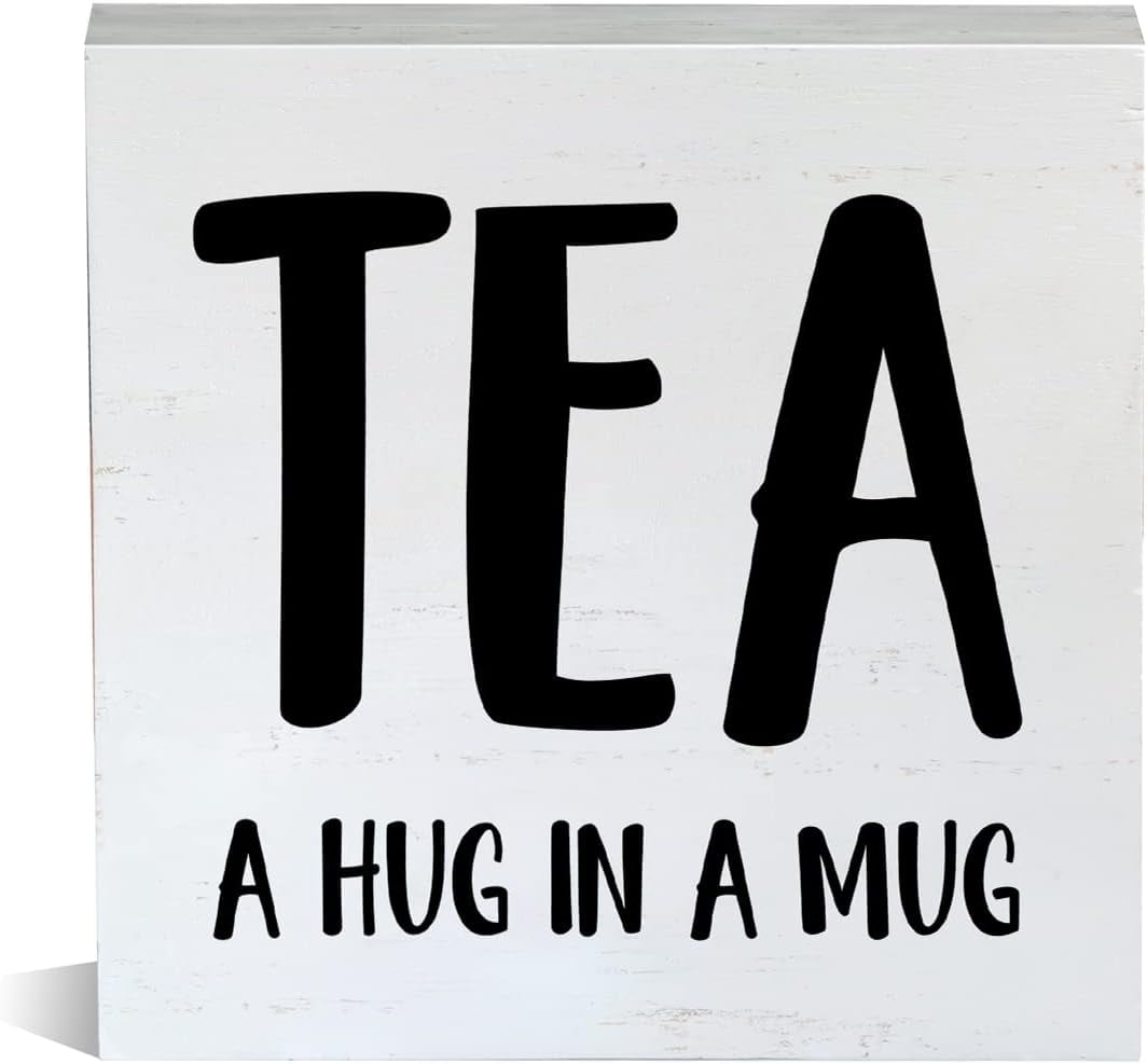 Farmhouse Tea a Hug in a Mug Wooden Box Sign Kitchen Wood Block ...
