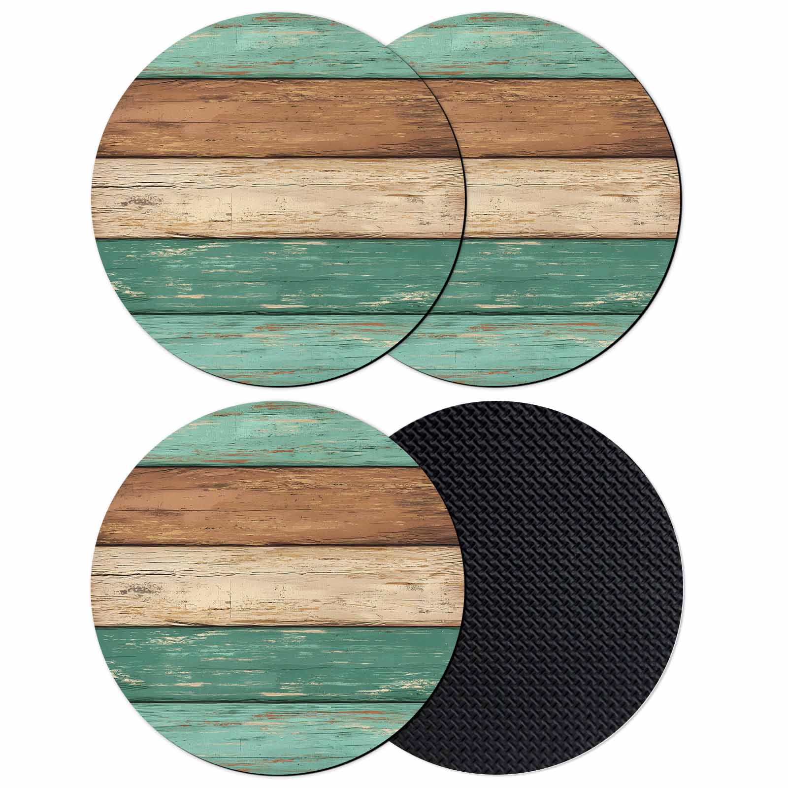 Farmhouse Teal Brown Coasters Set of 4, Absorbent Coasters for Drinks ...