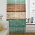 Farmhouse Teal Brown Semi Sheer Curtains Drapes for Living Room ...