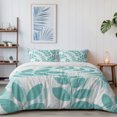 Farmhouse Teal Leaves Branch Linen California King Size Bed Set ...