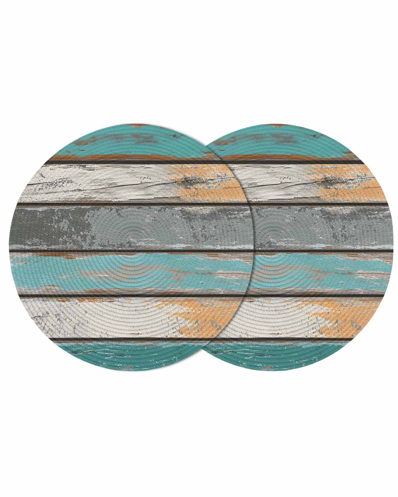 Farmhouse Teal Orange Round 13 Inch Placemats Set of 2, Country Vintage ...