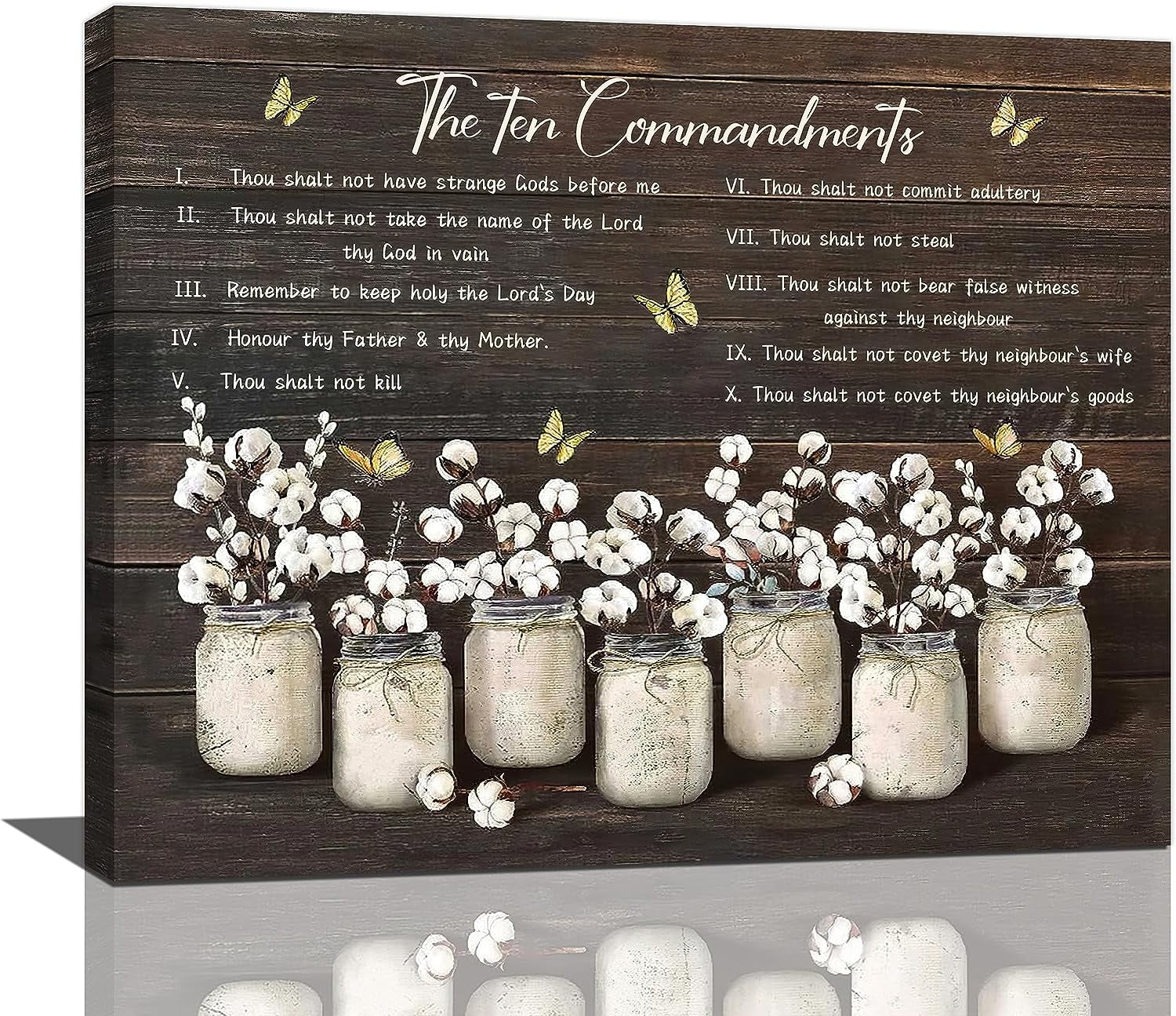 Farmhouse Ten Commandments Wall Art Country Christian Cotton Canvas ...