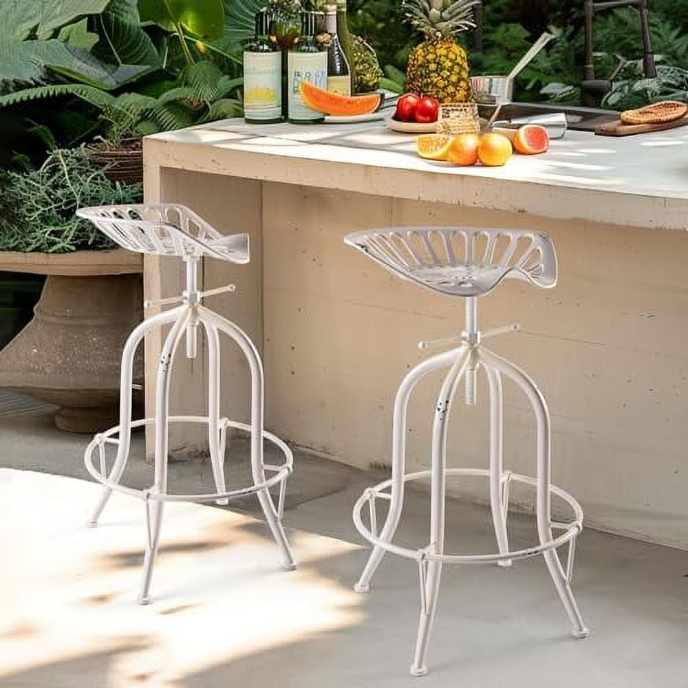 Farmhouse Tractor Seat Bar Stool 25-30.7inch Counter Bar Height Adjustable Rustic Breakfast ...