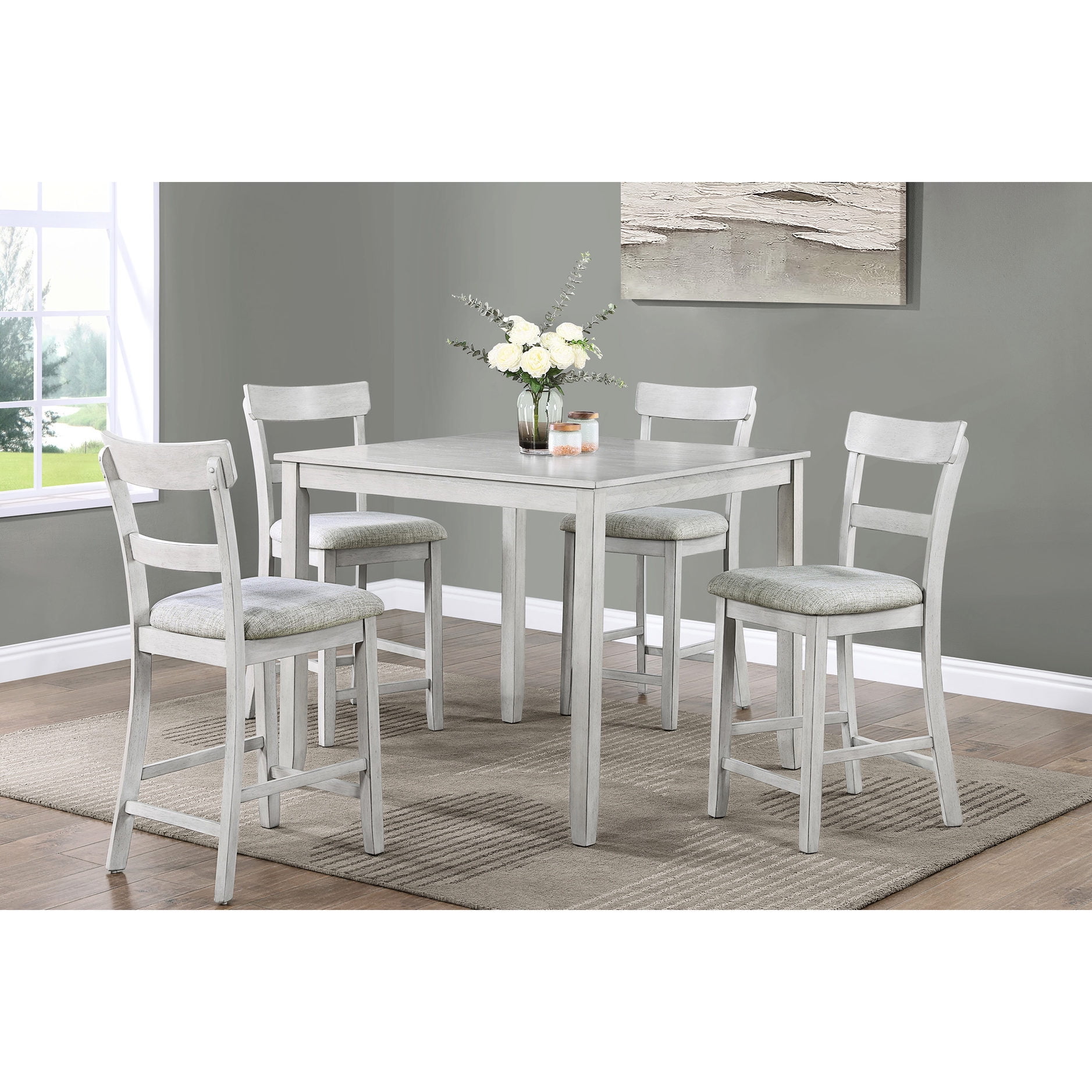 Farmhouse Transitional 5-Piece Set | Dining Room Centerpiece | Wood ...