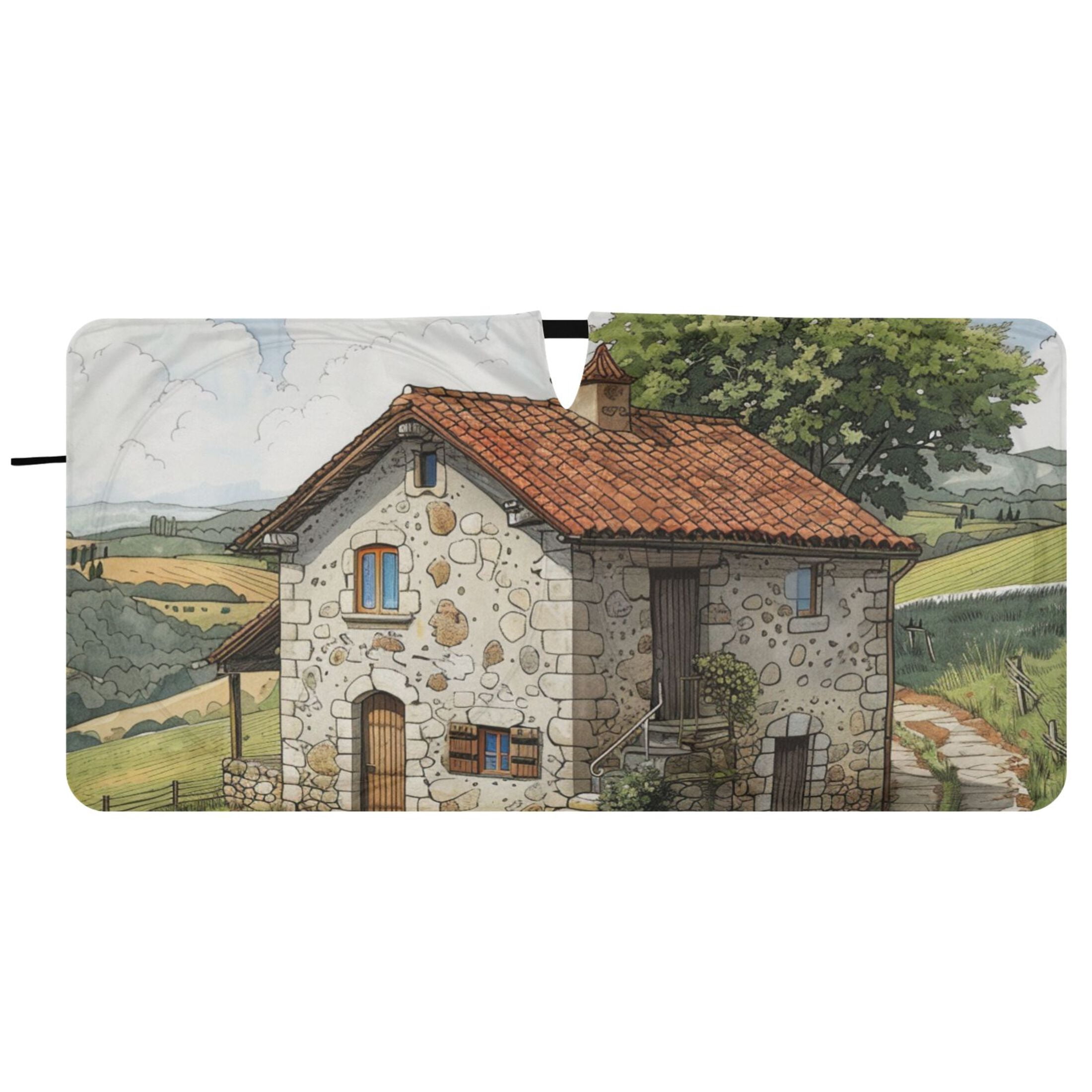 Farmhouse Trees Car Windshield Sun Shade Foldable Front Window Shades ...
