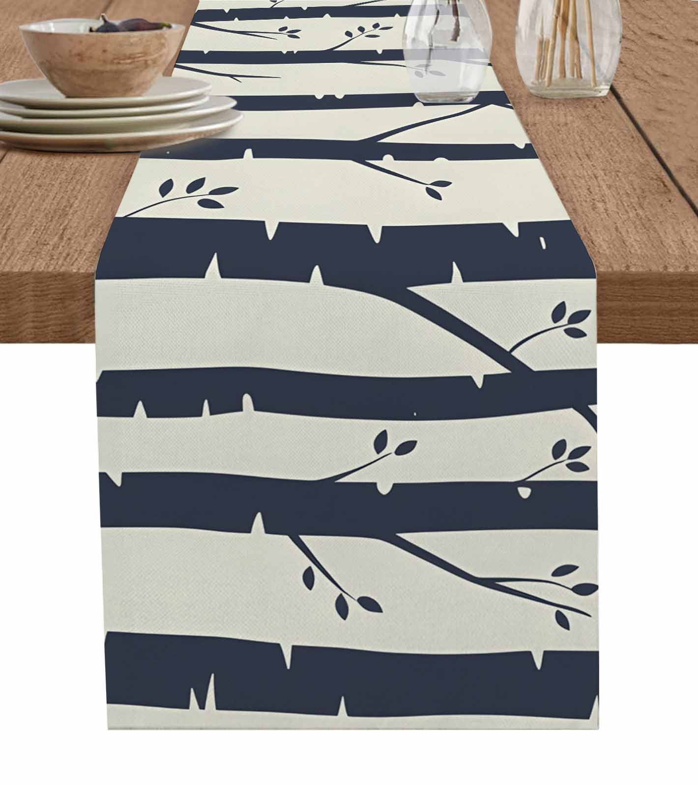 Farmhouse Trees Table Runner 120 Inches, Country Forest Leaves Plants ...