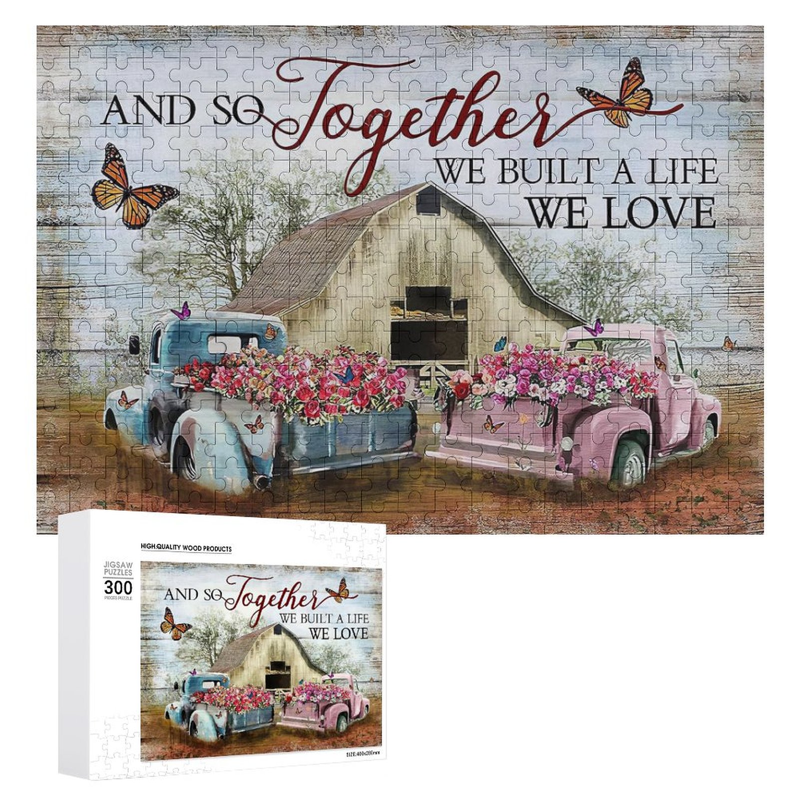 Farmhouse Truck Barn Pictures 300 Piece Jigsaw Puzzles for Adults and ...