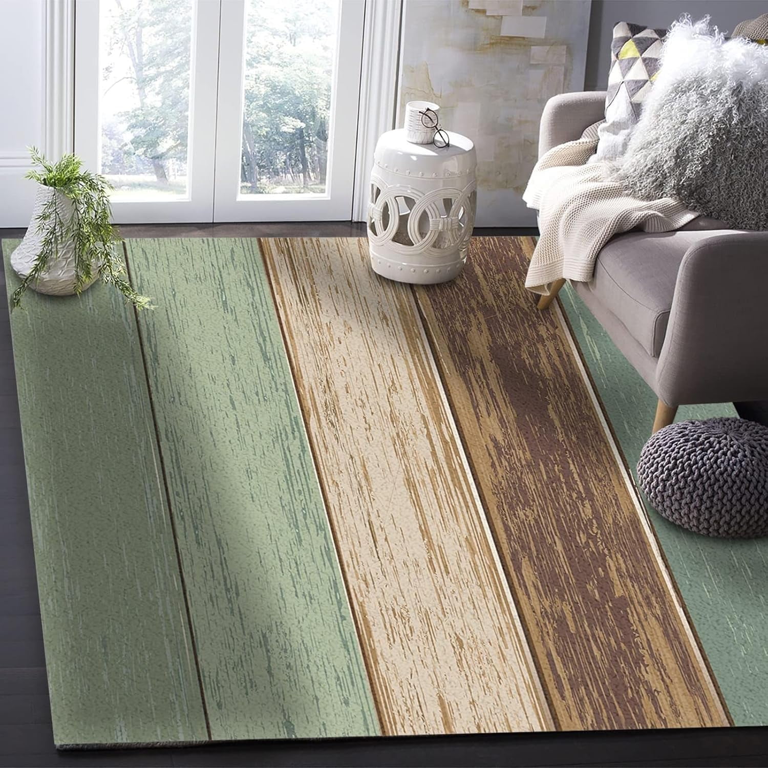 Farmhouse Turquoise Teal Wood Grain Area Rug Rustic Wooden Texture ...