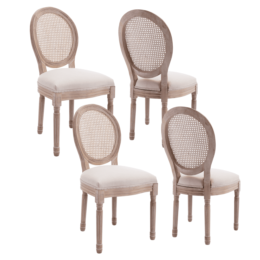 Farmhouse Upholstered Antique Painting Linen Accent Chairs, Retro ...