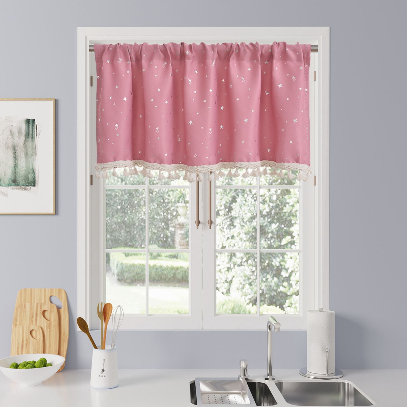 Farmhouse Valance for Windows, Semi Sheer Small Window Kitchen Valance ...