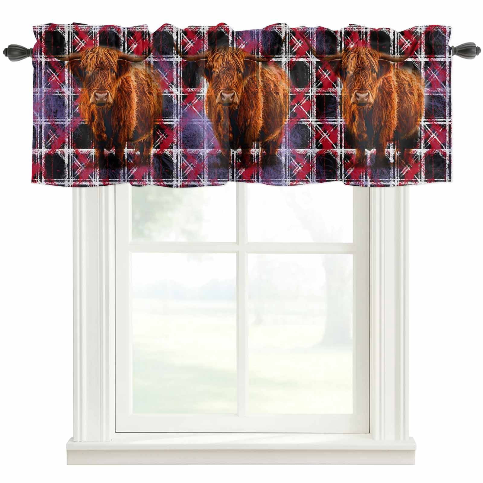 Farmhouse Valances for Windows Cow Leopard Texture Rustic Cottagecore ...
