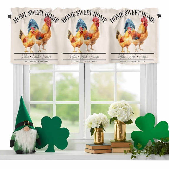 Farmhouse Valances for Windows, Retro Home Sweet Home Watercolor ...