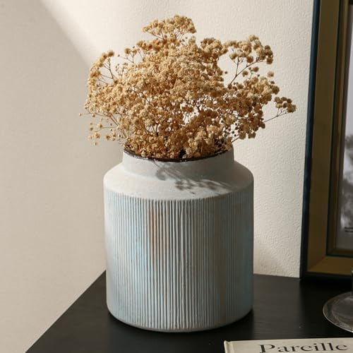 Farmhouse Vase for Home Decor, Vintage Rustic Terracotta Flower Vase ...