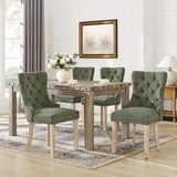 Farmhouse Velvet Dining Table Chair Set of 4, Rectangular Wooden Table ...