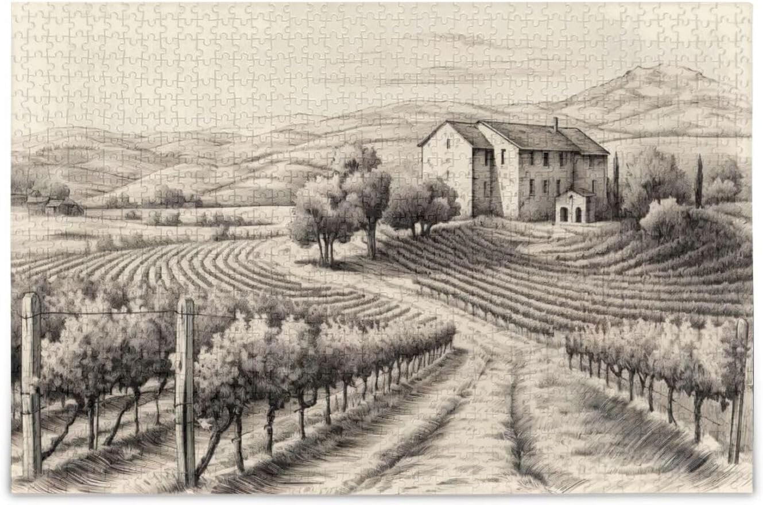 Farmhouse and Vineyards Puzzle 500 Pieces - Wooden Jigsaw Puzzles for ...