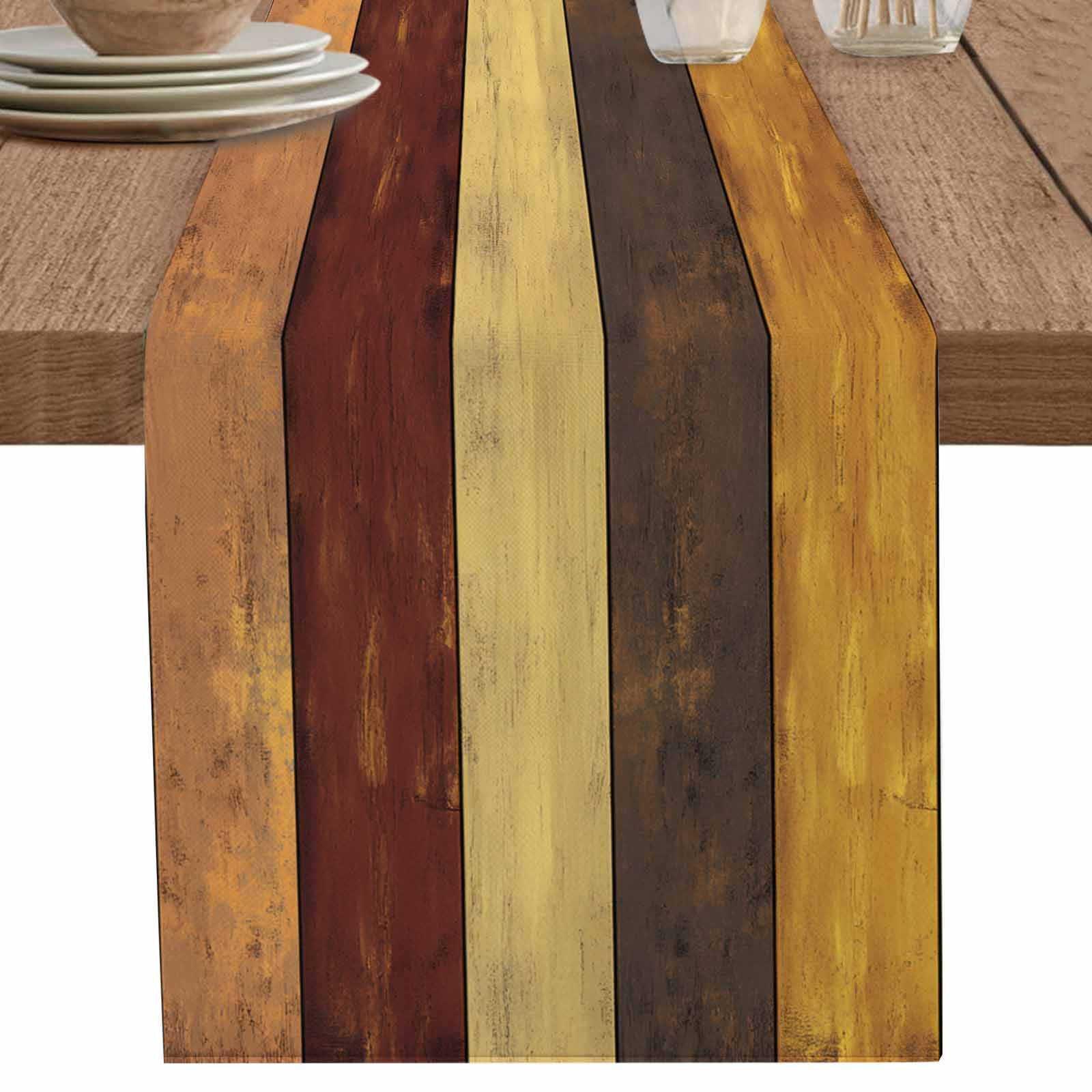 Farmhouse Vintage Brown Wood Grain Table Runner-70 Inch Long Farm ...