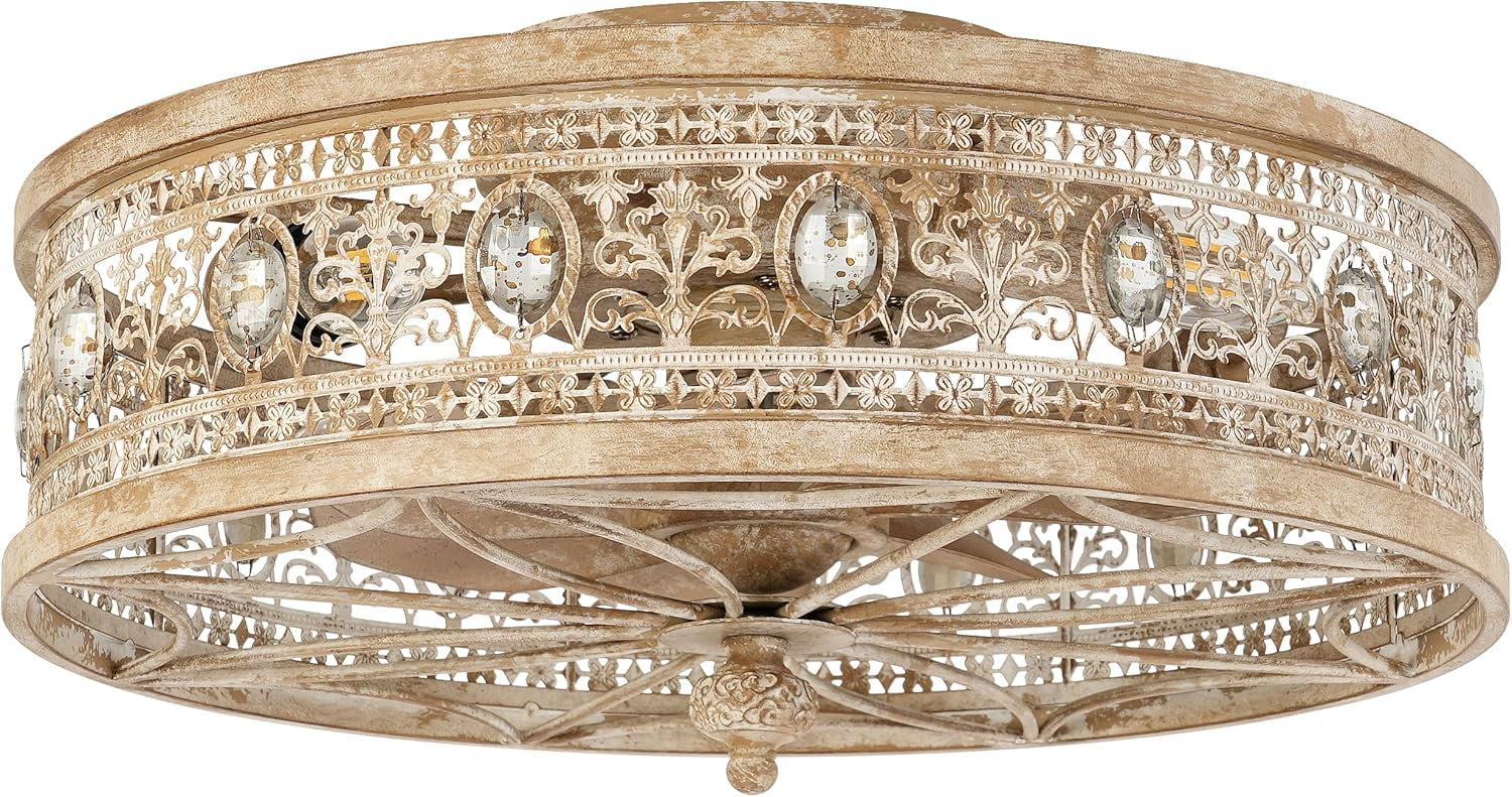 Farmhouse Vintage Fandelier Ceiling Fans with Lights, Rustic Flush ...