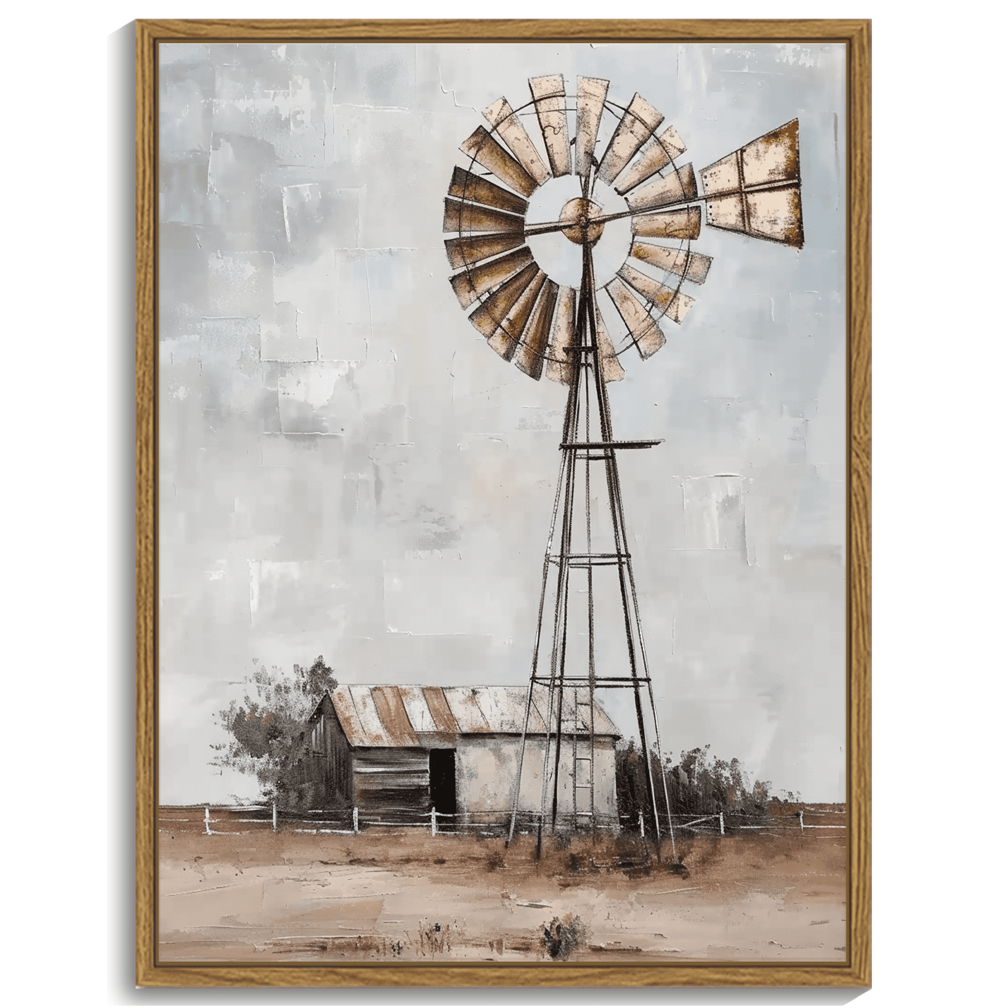 Farmhouse Vintage Framed Rustic Windmills Wall Art Retro 12x16in ...