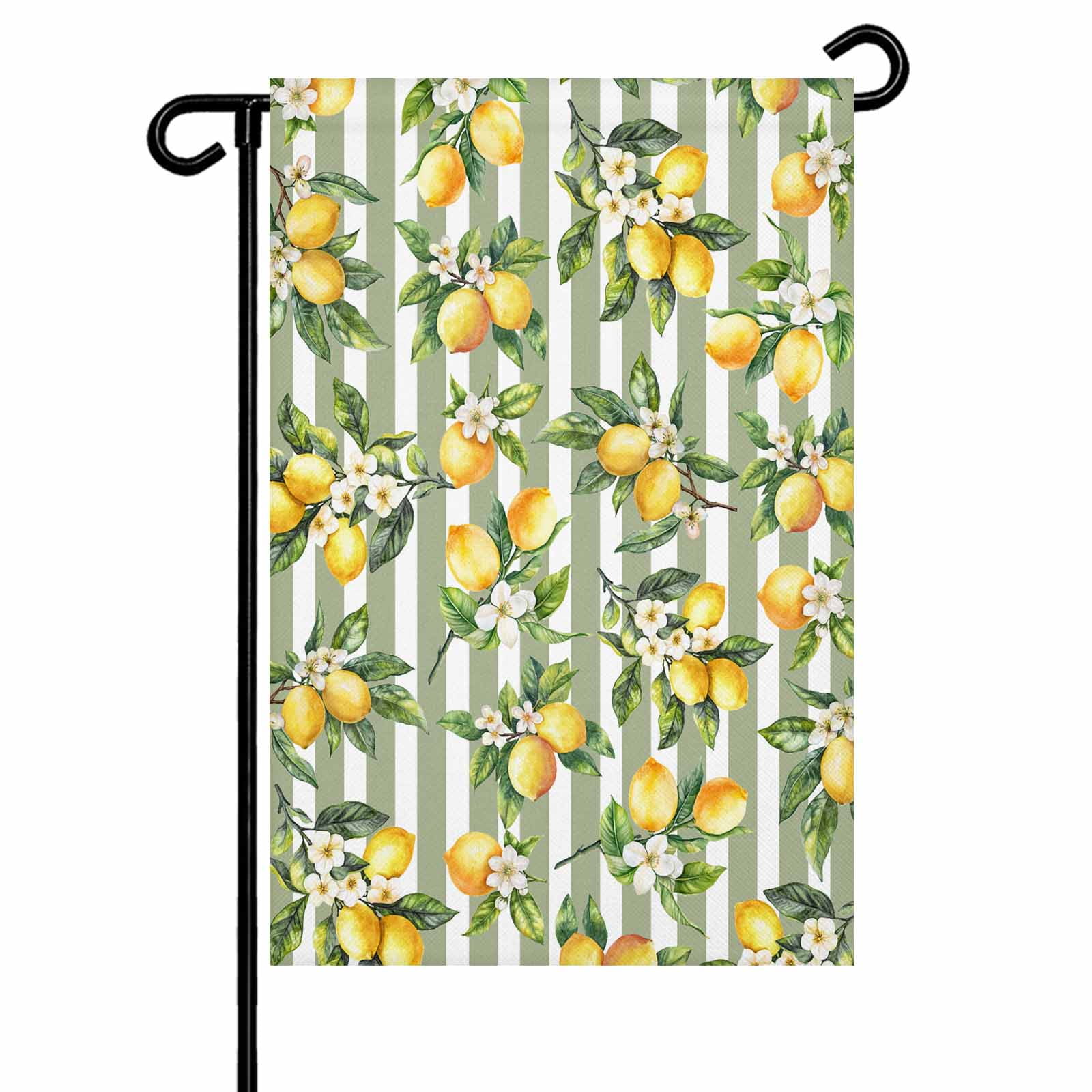 Farmhouse Vintage Garden Flags for Outside Lemon Leaf Flower Stripes ...