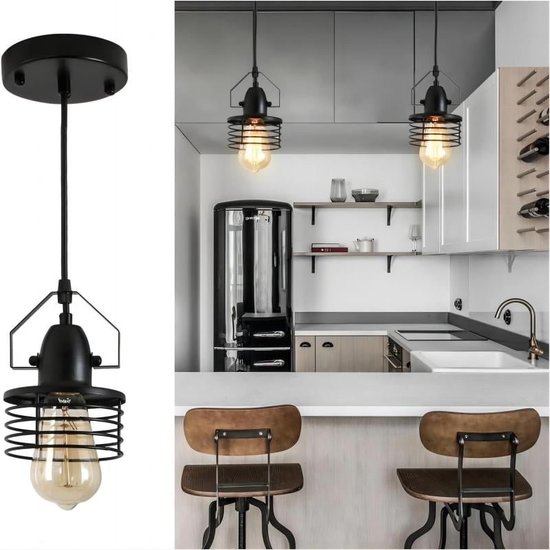 Farmhouse Vintage Pendant Light Black Fixture Pendant Lights with ...