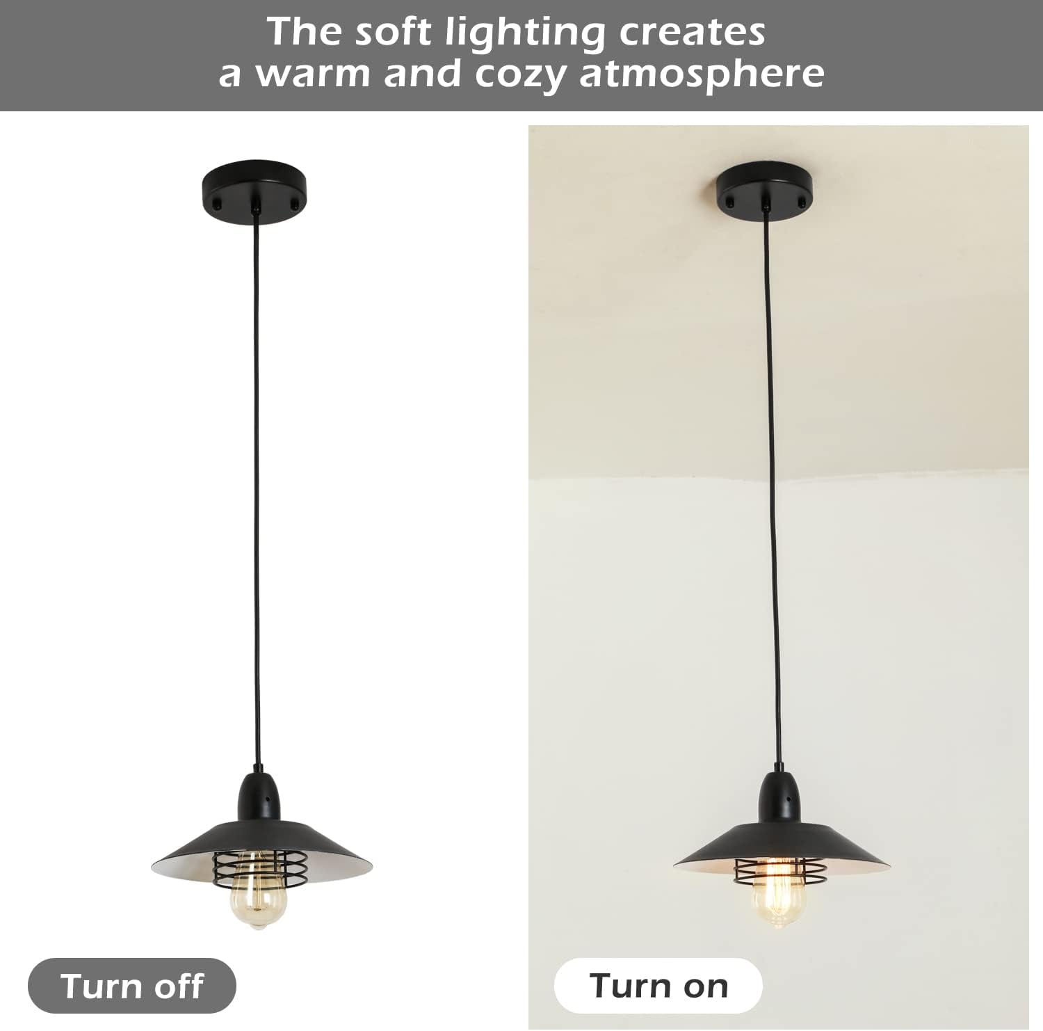 Farmhouse Vintage Pendant Light Black Fixture Pendant Lights with ...