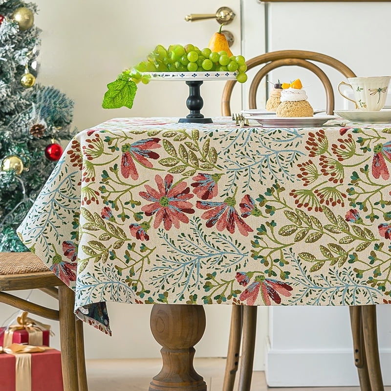 Farmhouse & Vintage Print Fabric Tablecloth - Rectangular Table Cover ...