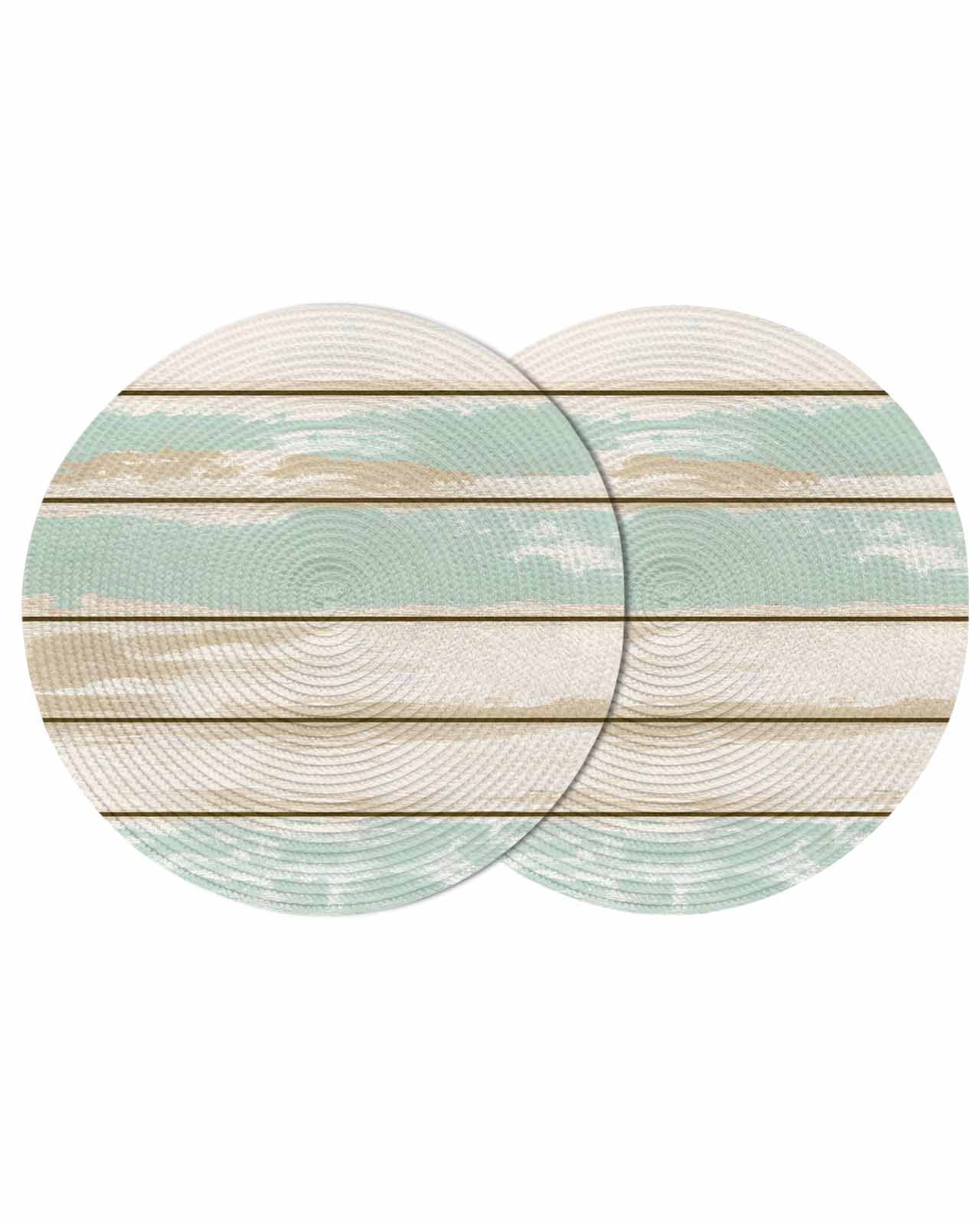 Farmhouse Vintage Round Table Placemats set of 2, Rustic Wood Texture ...