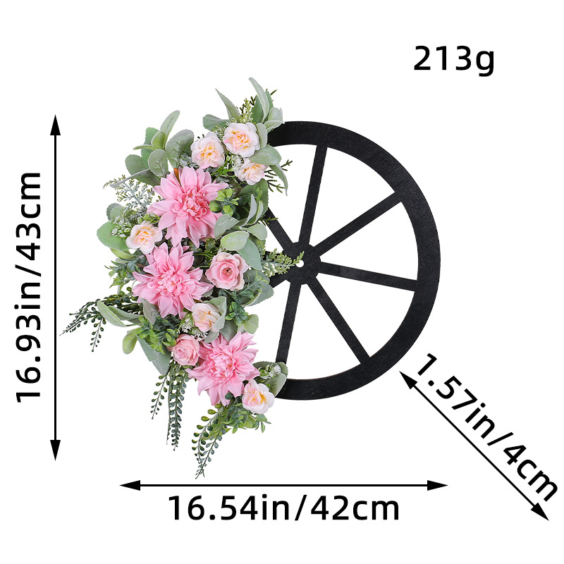 Farmhouse Wagon Wheel Christmas Wreath Red Wagon Wheel Wreaths with ...