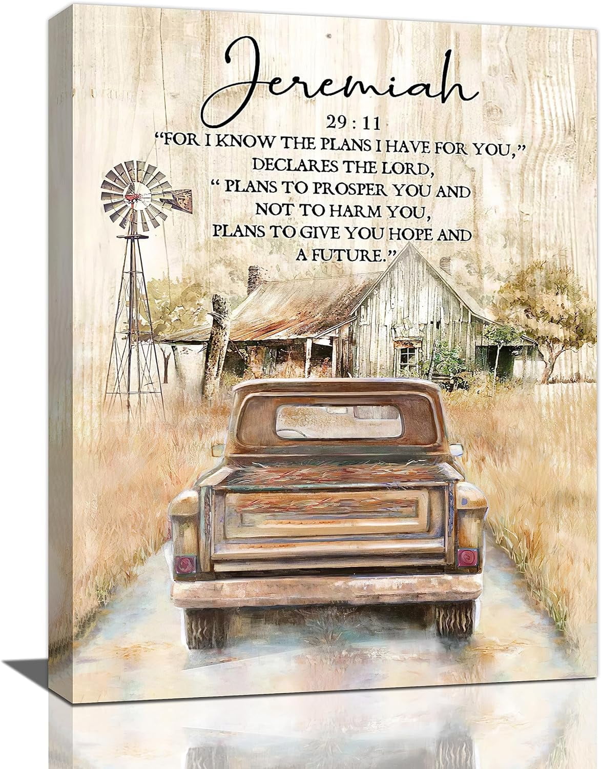 Farmhouse Wall Art Christian Jeremiah 29 Canvas Painting Print Bible ...