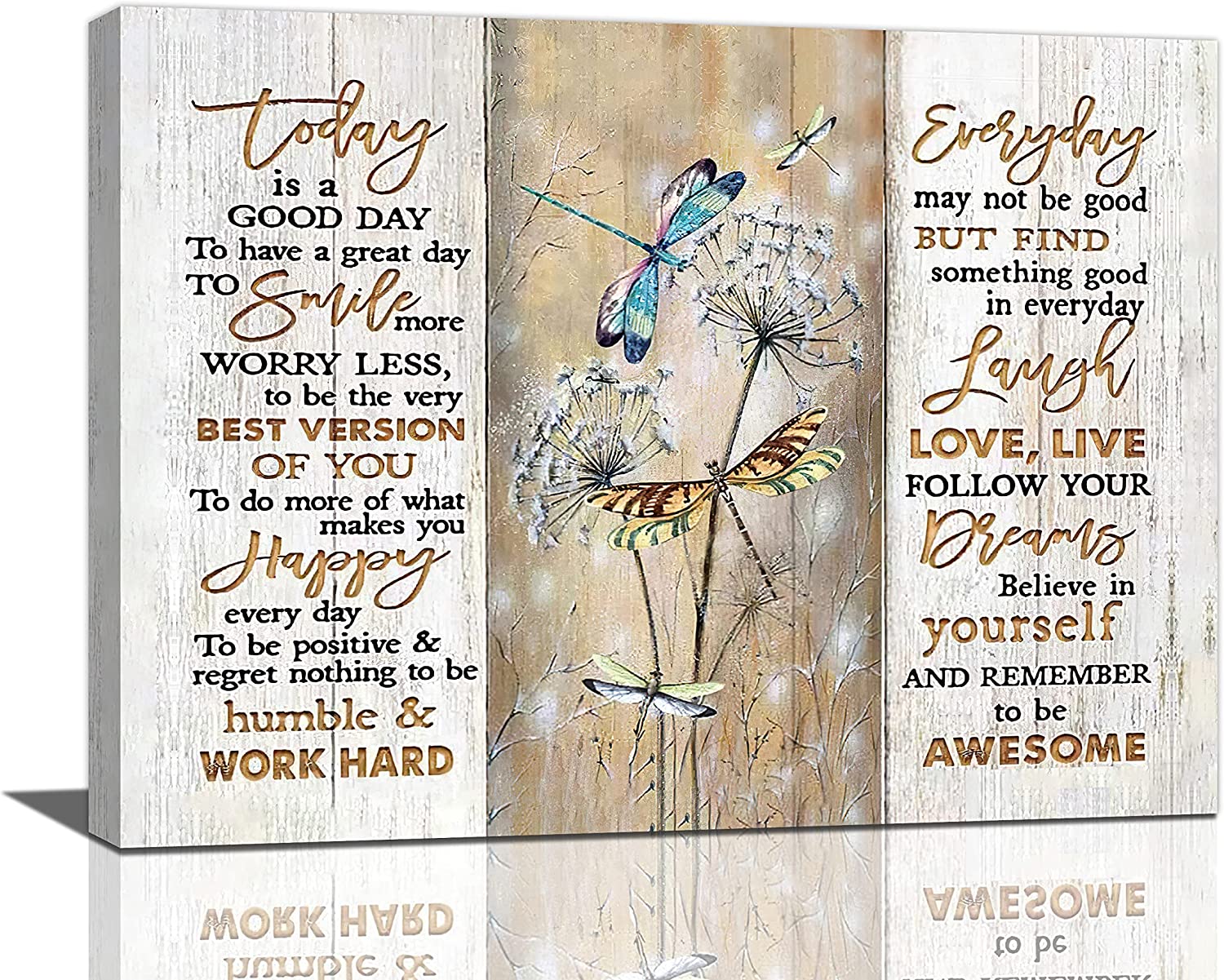 Farmhouse Wall Art Dragonfly Inspirational Quotes Wall Decor Rustic ...