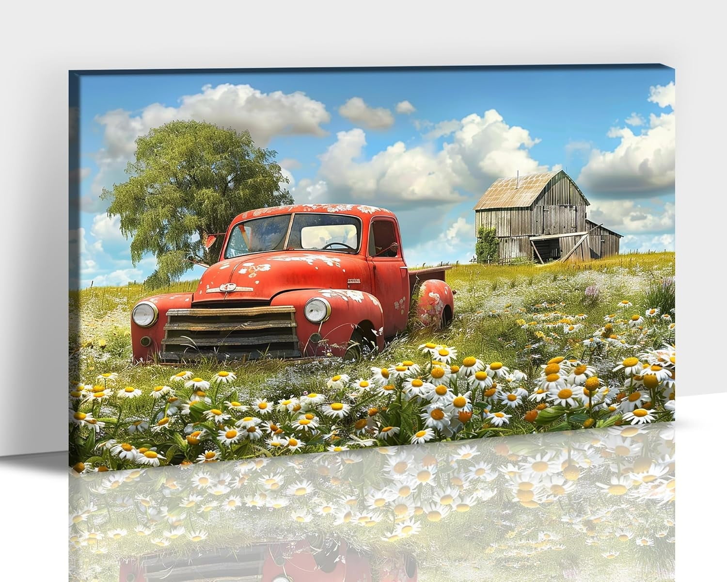 Farmhouse Wall Art, Rustic Barn Canvas Old Truck Pictures for Living ...