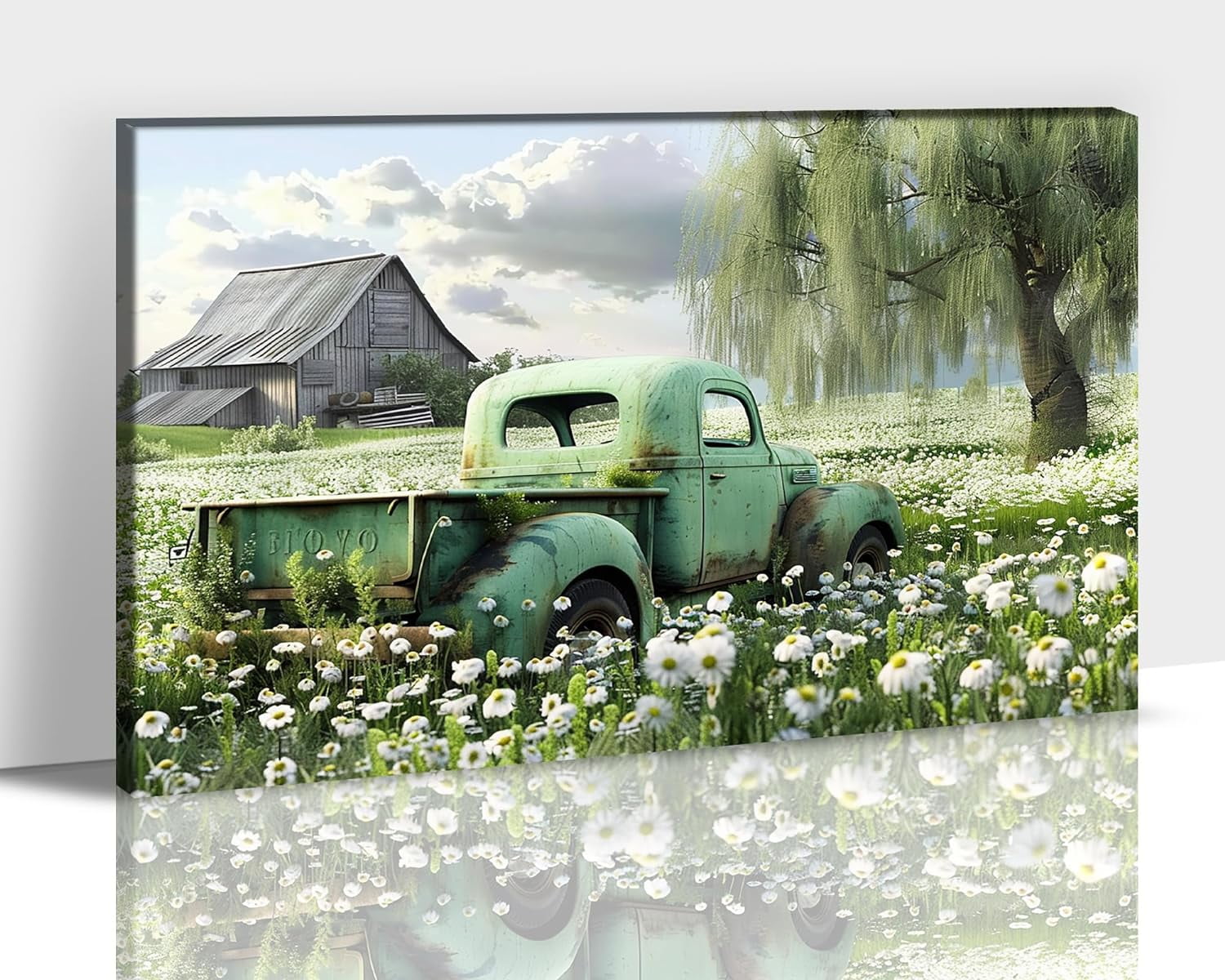 Farmhouse Wall Art, Rustic Barn Canvas Old Truck Pictures for Living ...