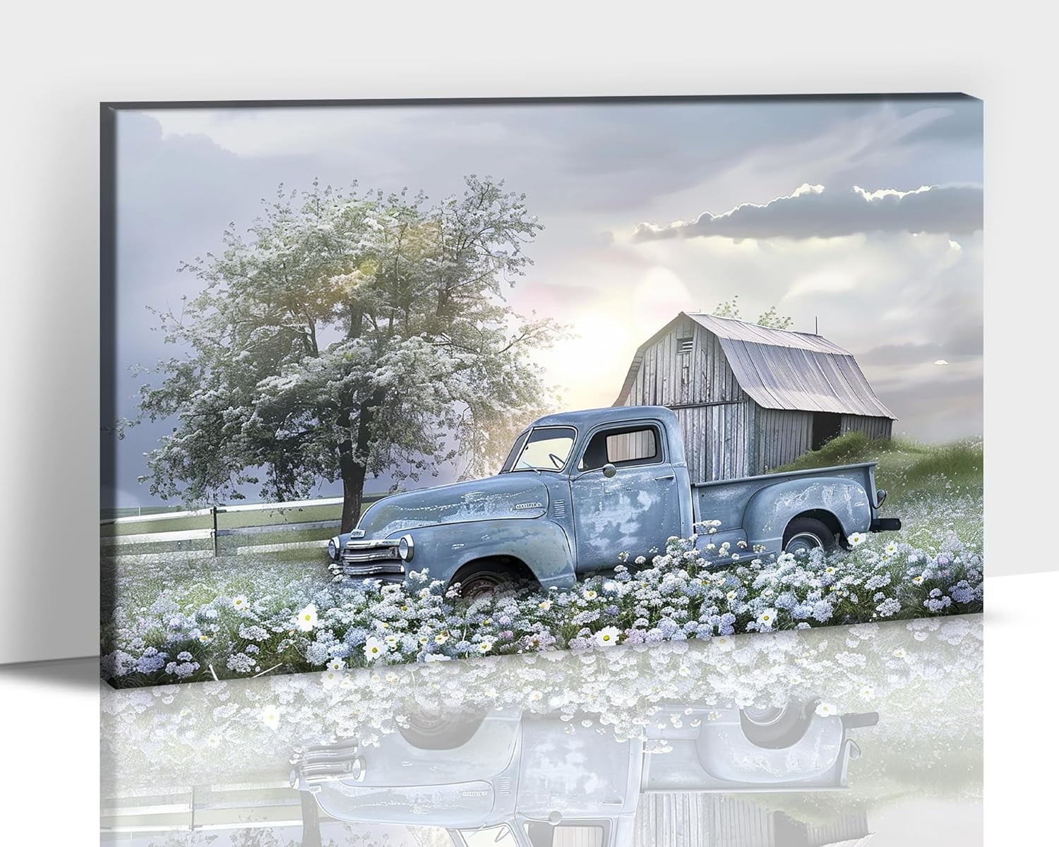 Farmhouse Wall Art, Rustic Barn Canvas Old Truck Pictures for Living ...
