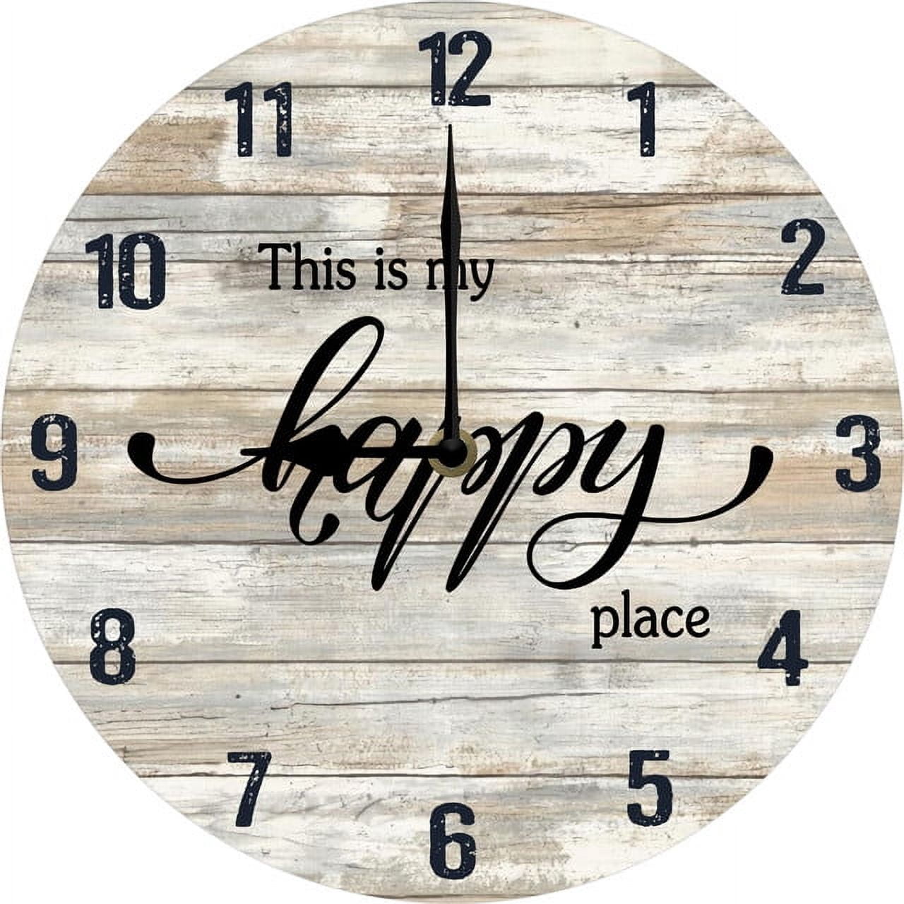 Farmhouse Wall Clock for Family Room Decor Happy Place Home Decor Wood ...