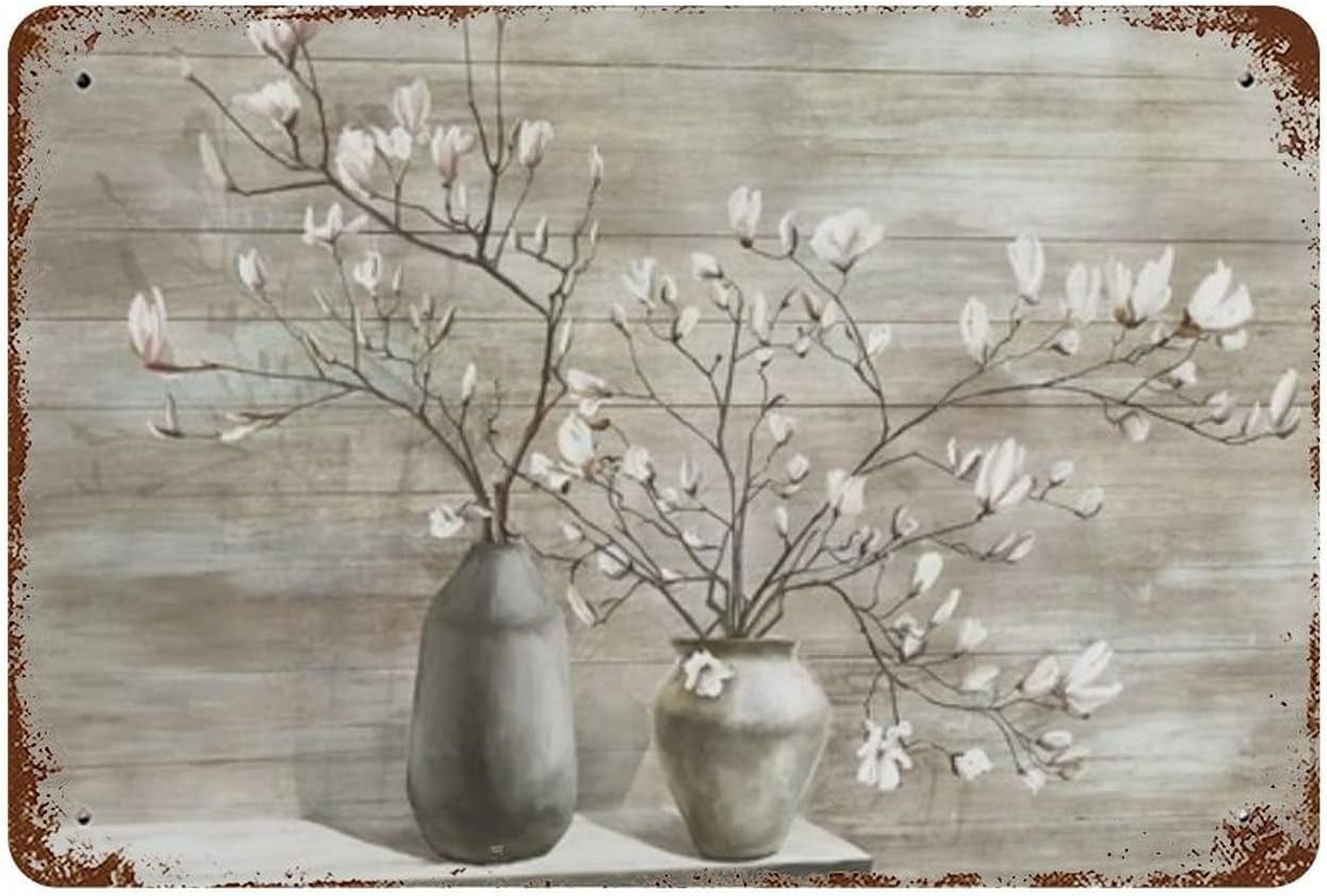 Farmhouse Wall Decor Art Rustic Floral Metal Tin Sign Iron Painting Art ...