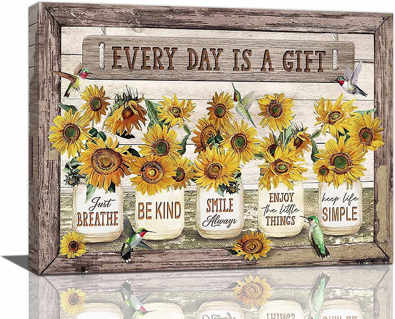 Farmhouse Wall Decor Rustic Sunflower Wall Art Inspirational Quotes ...