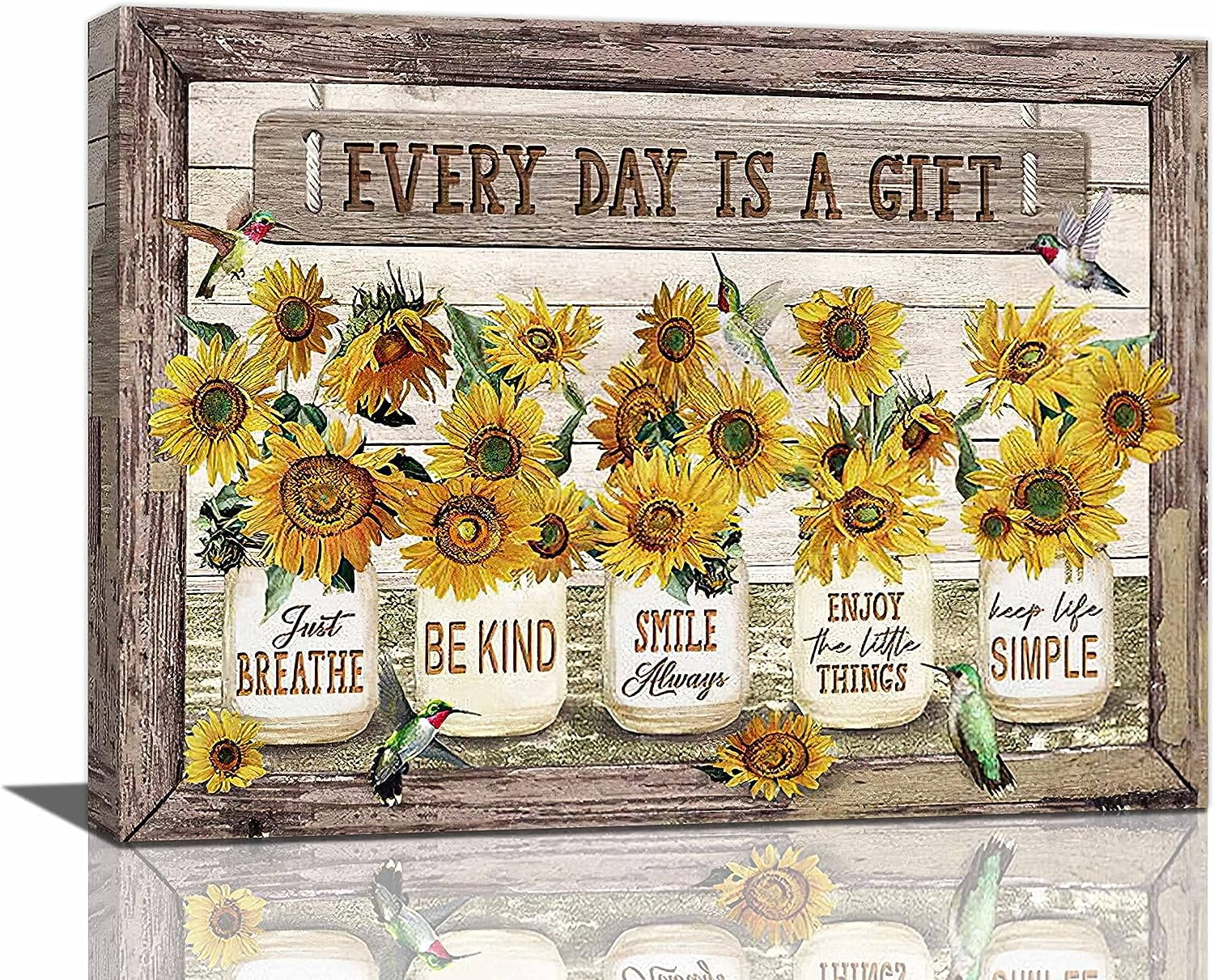 Farmhouse Wall Decor Rustic Sunflower Wall Art Inspirational Quotes ...