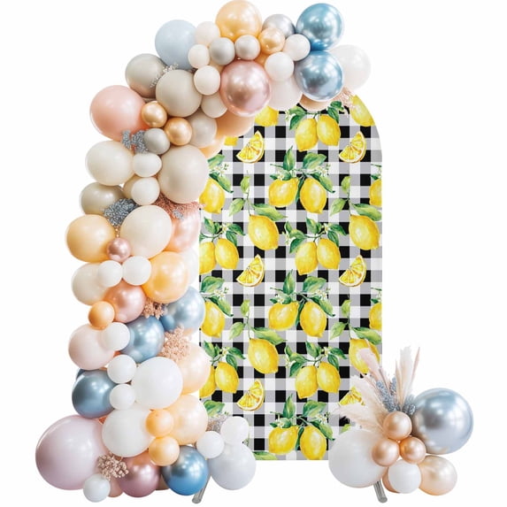 Farmhouse Watercolor Arch Backdrop Cover 5 FT Lemon Fruit Black White ...