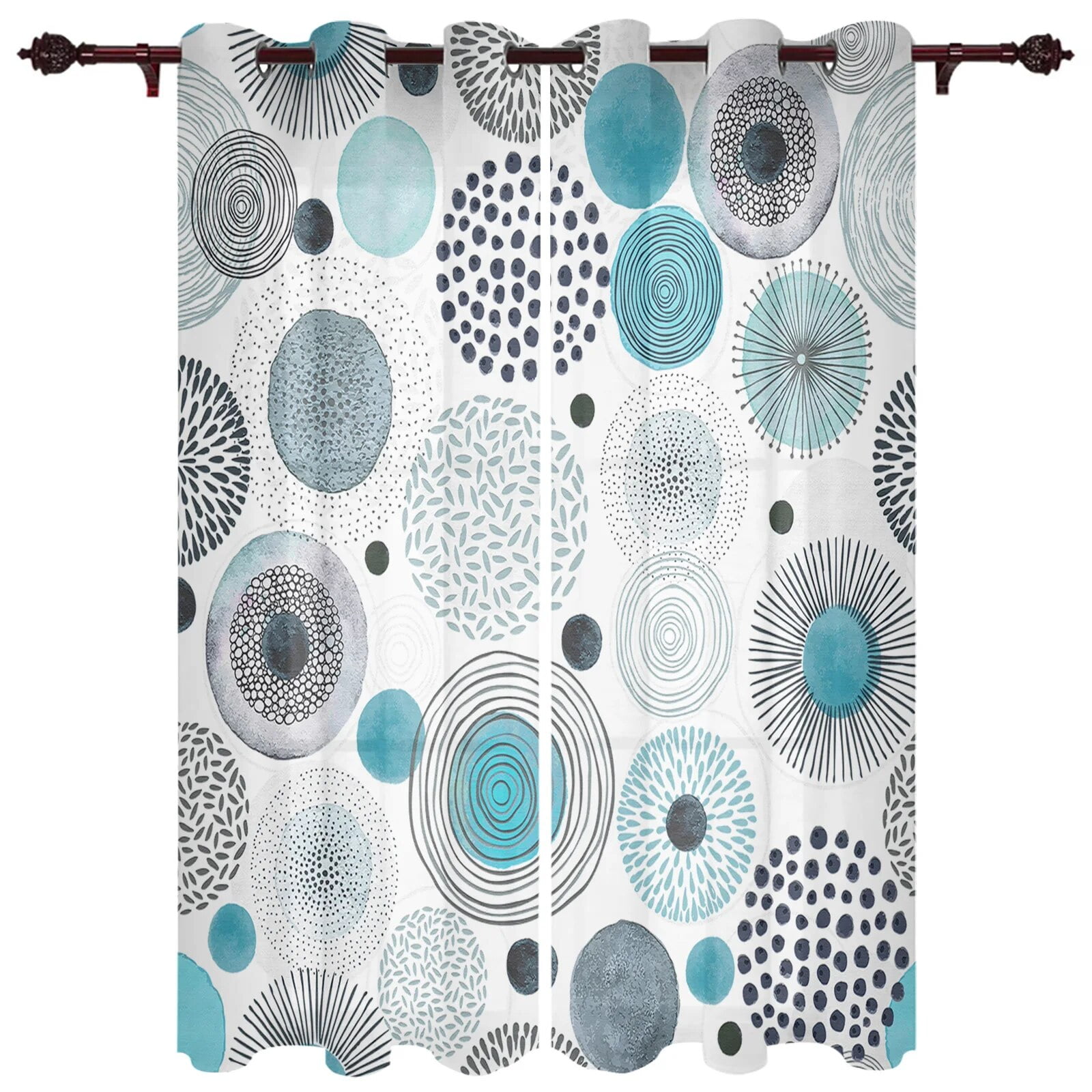 Farmhouse Watercolor Dot Gradient Teal Window Curtain Modern European ...