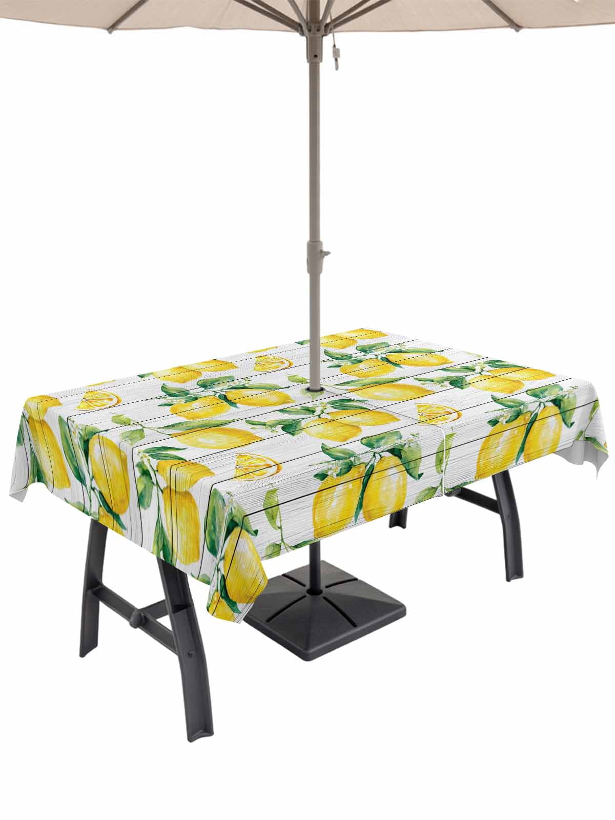 Farmhouse Watercolor Rectangle Outdoor Tablecloth with Umbrella Hole ...